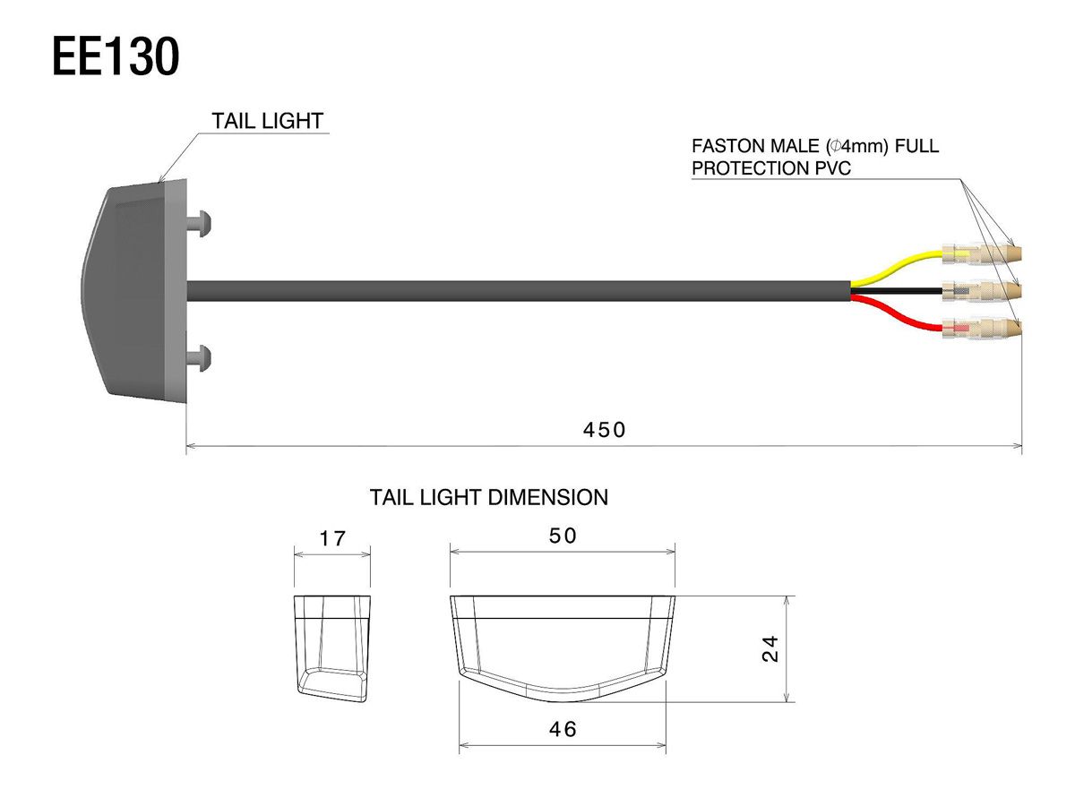 EE130B EE130 RIZOMA REAR LIGHT WITH LICENSE PLATE AND BRAKE LIGHT