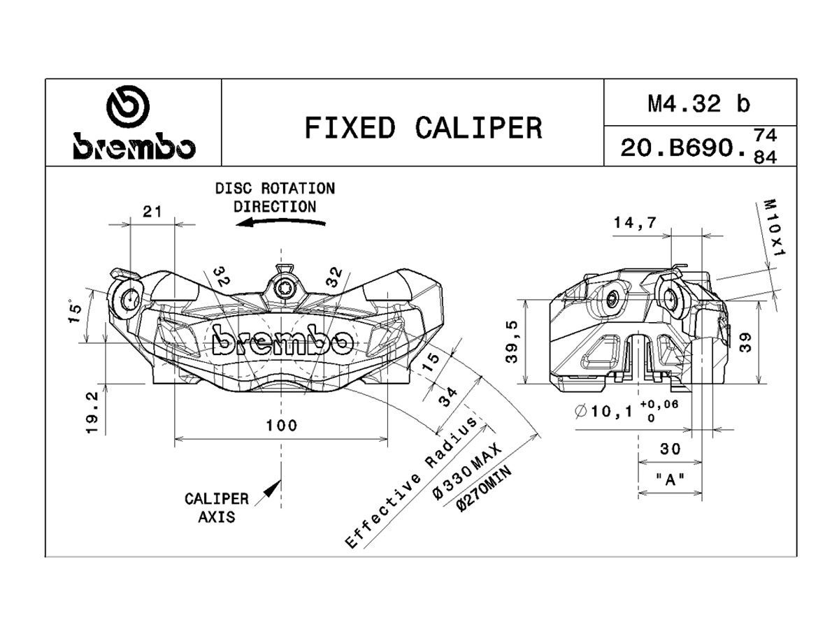 20B69084 BREMBO RACING RADIAL RIGHT FRONT BRAKE TITANIUM CALIPER ...