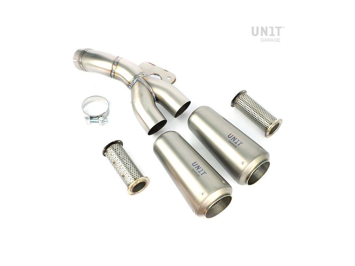 1631TitS+2xU150SX LOW DOUBLE TITANIUM EXHAUST WITH UNIT GARAGE WELDING ...